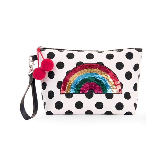 Bags | Rainbow Sequin Pouch With Polka Dots | Poshmark